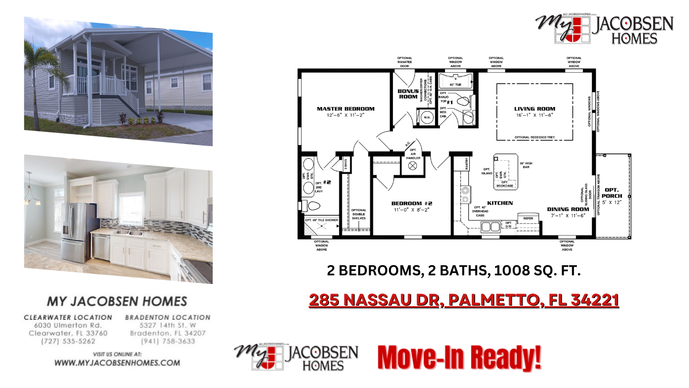 2 Bedroom Floorplans - MY JACOBSEN HOMES OF FLORIDA